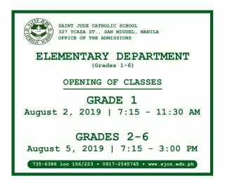EDBEd Opening of Classes – Saint Jude Catholic School